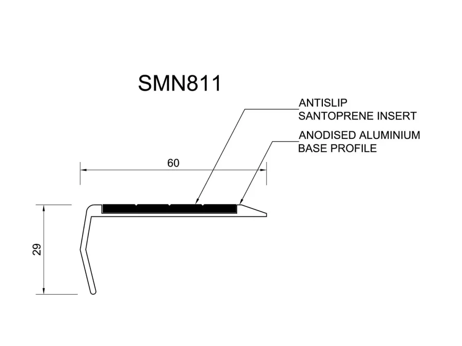SM811 Anti-Slip Santoprene Insert Anodised Aluminium Stair Nosing NZ